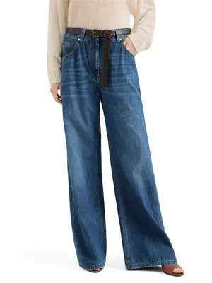 Brunello Cucinelli Logo Patch Wide-leg Jeans