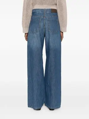 Brunello Cucinelli Logo Patch Wide-leg Jeans