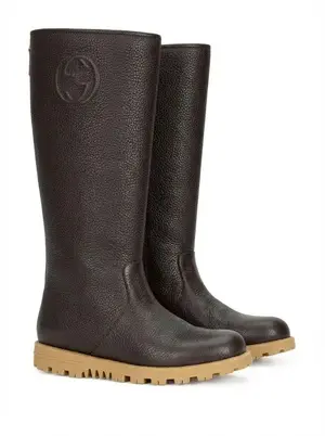 Gucci Embossed Logo Leather Boots