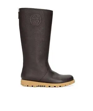 Gucci Embossed Logo Leather Boots