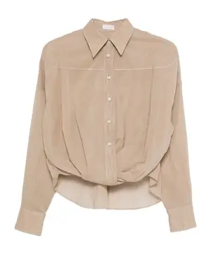 Brunello Cucinelli Long-sleeved Taffeta Shirt - Brown