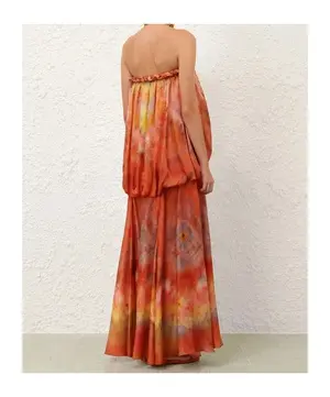 Zimmermann Luna Twist Bandeau Gown - Ruby Tie-dyeing