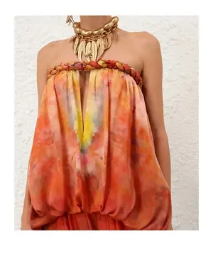 Zimmermann Luna Twist Bandeau Gown - Ruby Tie-dyeing