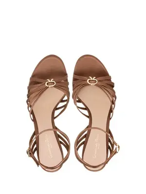 GIANVITO ROSSI Strappy Open Toe Block Heel Sandals - Brown