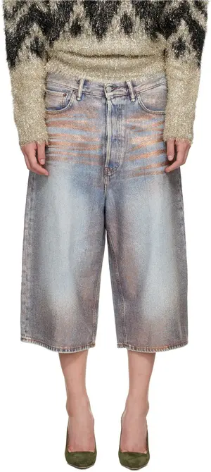 Acne Studios Relaxed Fit Denim Shorts With Belt Loops - Gray