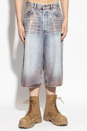 Acne Studios Relaxed Fit Denim Shorts With Belt Loops - Gray