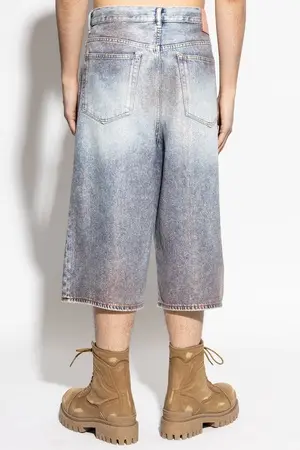 Acne Studios Relaxed Fit Denim Shorts With Belt Loops - Gray