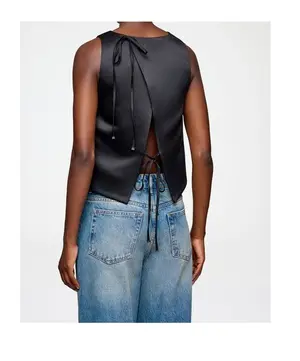 GANNI Draped Velvet Top With Butterfly Logo
