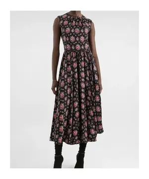 Dolce & Gabbana Sleeveless Floral Print Charmeuse Dress