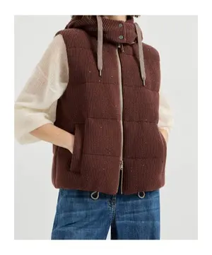 Brunello Cucinelli Hooded Down Vest - Red