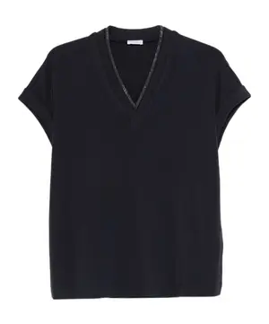 Brunello Cucinelli Embellished V-neck T-shirt - No