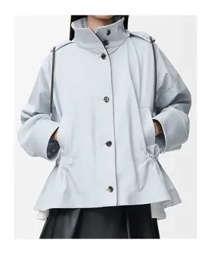 Loewe Hooded Jacket In Cotton And Silk With Leather Accents