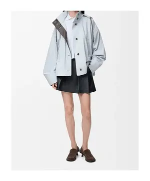 Loewe Hooded Jacket In Cotton And Silk With Leather Accents