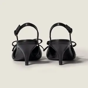 Miu Miu Pointed-toe Slingback Pumps With Bow Detail - Black