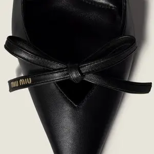 Miu Miu Pointed-toe Slingback Pumps With Bow Detail - Black