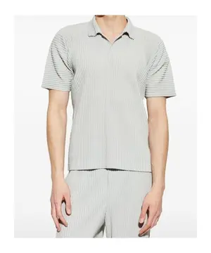 Issey Miyake Plissé-effect Polo Shirt - Grey
