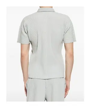 Issey Miyake Plissé-effect Polo Shirt - Grey