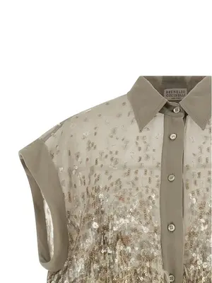 Brunello Cucinelli Sequin And Fringe Embellished Sleeveless Top