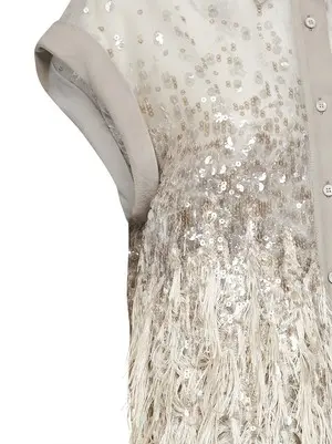 Brunello Cucinelli Sequin And Fringe Embellished Sleeveless Top