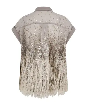 Brunello Cucinelli Sequin And Fringe Embellished Sleeveless Top