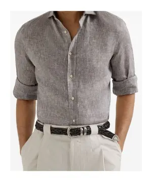 Brunello Cucinelli Buttoned Long-sleeved Shirt - Gray