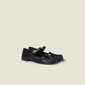 Miu Miu Leather Loafers With Strap Detailing - Black