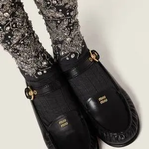 Miu Miu Leather Loafers With Strap Detailing - Black