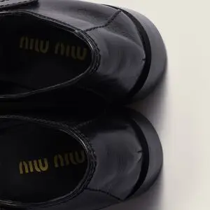 Miu Miu Leather Loafers With Strap Detailing - Black