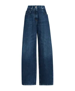 Brunello Cucinelli Mid-waisted Wide-leg Jeans - Blue