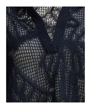 Brunello Cucinelli Open-knit Sequined Polo Knitted Top