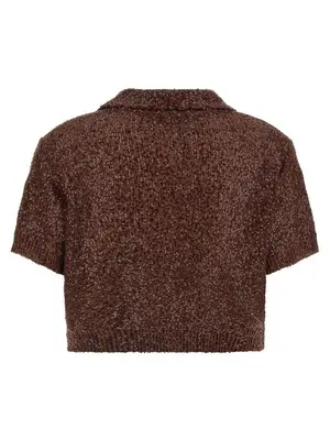 Brunello Cucinelli Sequin Embellished Knit Polo Top