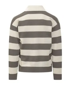 AMI Paris Striped Cardigan With Embroidered Logo