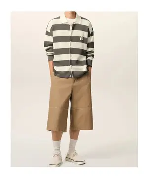 AMI Paris Striped Cardigan With Embroidered Logo