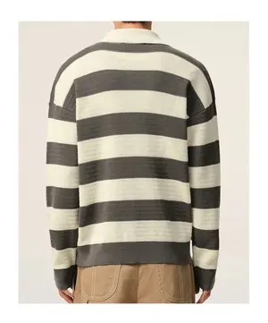 AMI Paris Striped Cardigan With Embroidered Logo