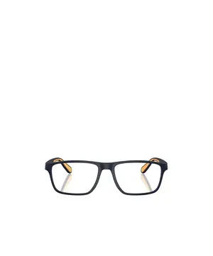 Emporio Armani Matte Effect Rectangular Frame Full Rim Eyeglasses - Matte Blue