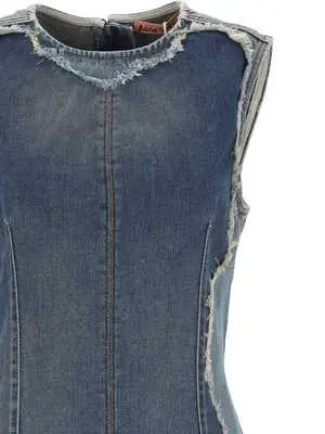 Acne Studios Raw Cut Edge Denim Mini Dress
