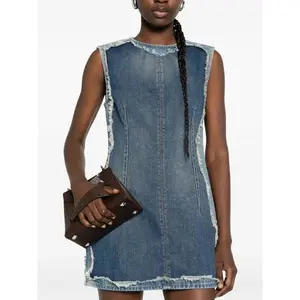 Acne Studios Raw Cut Edge Denim Mini Dress - Blue