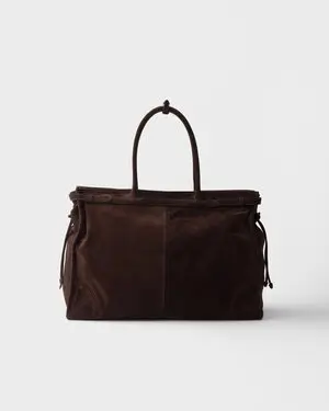 Prada Bonnie Suede Tote Bag - Brown