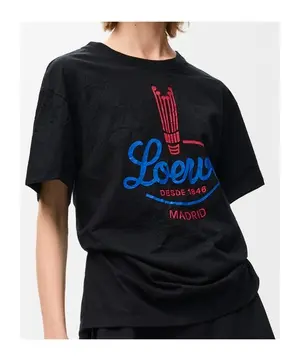 Loewe Graphic Print Crewneck T-shirt - Black