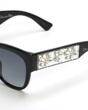 Dior Black And Silver Logo Detail Sunglasses