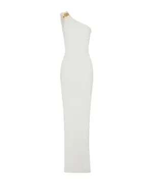 Elisabetta Franchi One-shoulder Milano Stitch Knit Gown - Ivory