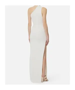 Elisabetta Franchi One-shoulder Milano Stitch Knit Gown - Ivory
