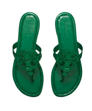 Tory Burch Miller Double T Slides - Grass