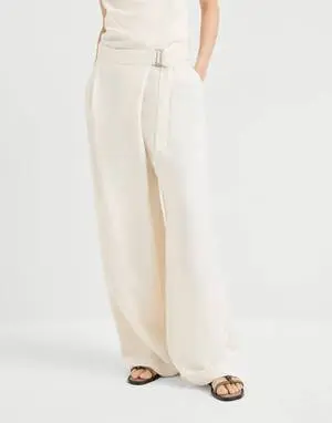 Brunello Cucinelli Belted Criss-cross Trousers