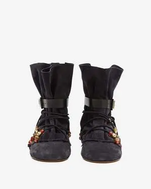 Isabel Marant Étoile Letiz Beaded Lace-up Boots - Black