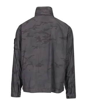 Stone Island Logo Patch Zip-up Jacket - Blue