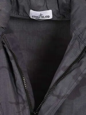 Stone Island Logo Patch Zip-up Jacket - Blue