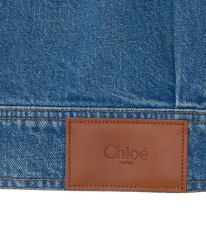 Chloé Cropped Collarless Denim Jacket - Light Blue