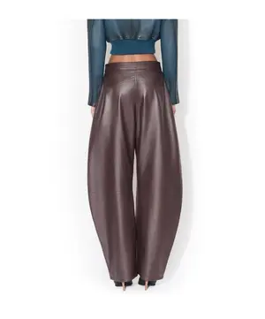 Alaïa Barrel Leg Low Round Leather Pants