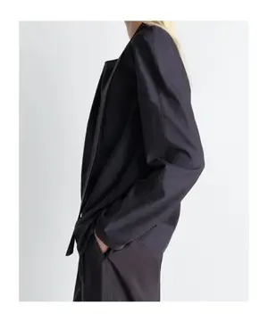 LEMAIRE Ascot Collar Relaxed Shirt - Squid Ink